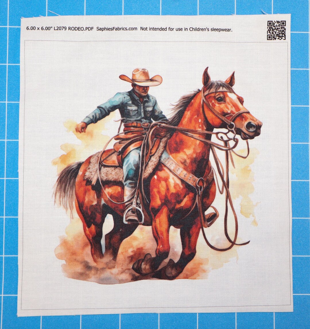 Western Rodeo 100% Cotton Fabric Panel Block | Small Sewing Quilting ...