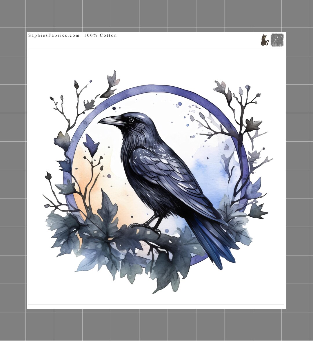 Raven 100% Cotton Fabric Panel Block Quilt Square ET324 - Etsy