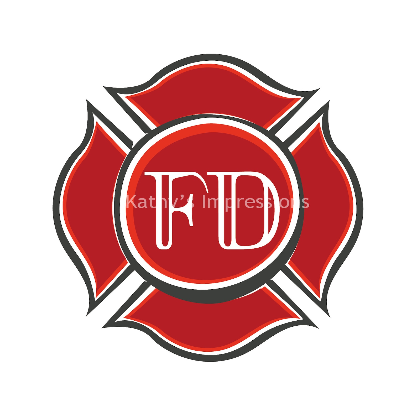 Red Fire Fighter EMBLEM Rescue Department Fabric Quilt Square Block ...