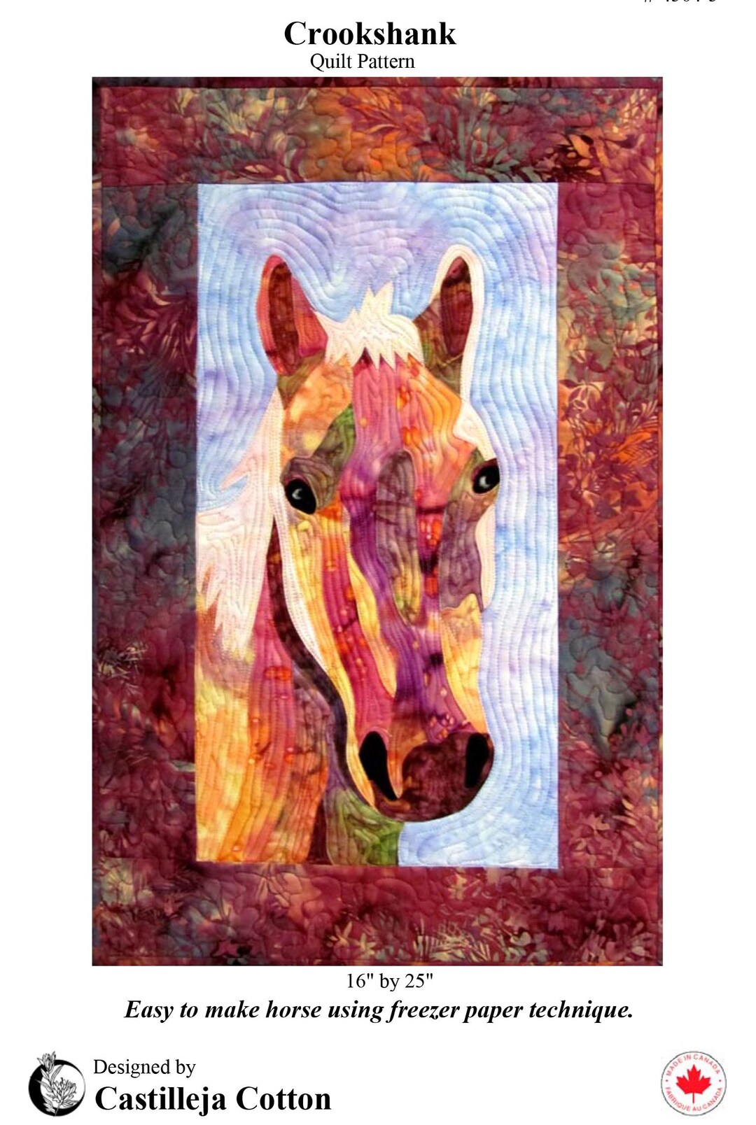 Stallion Horse Face Digital Quilt Pattern .PDF Download Fusible ...