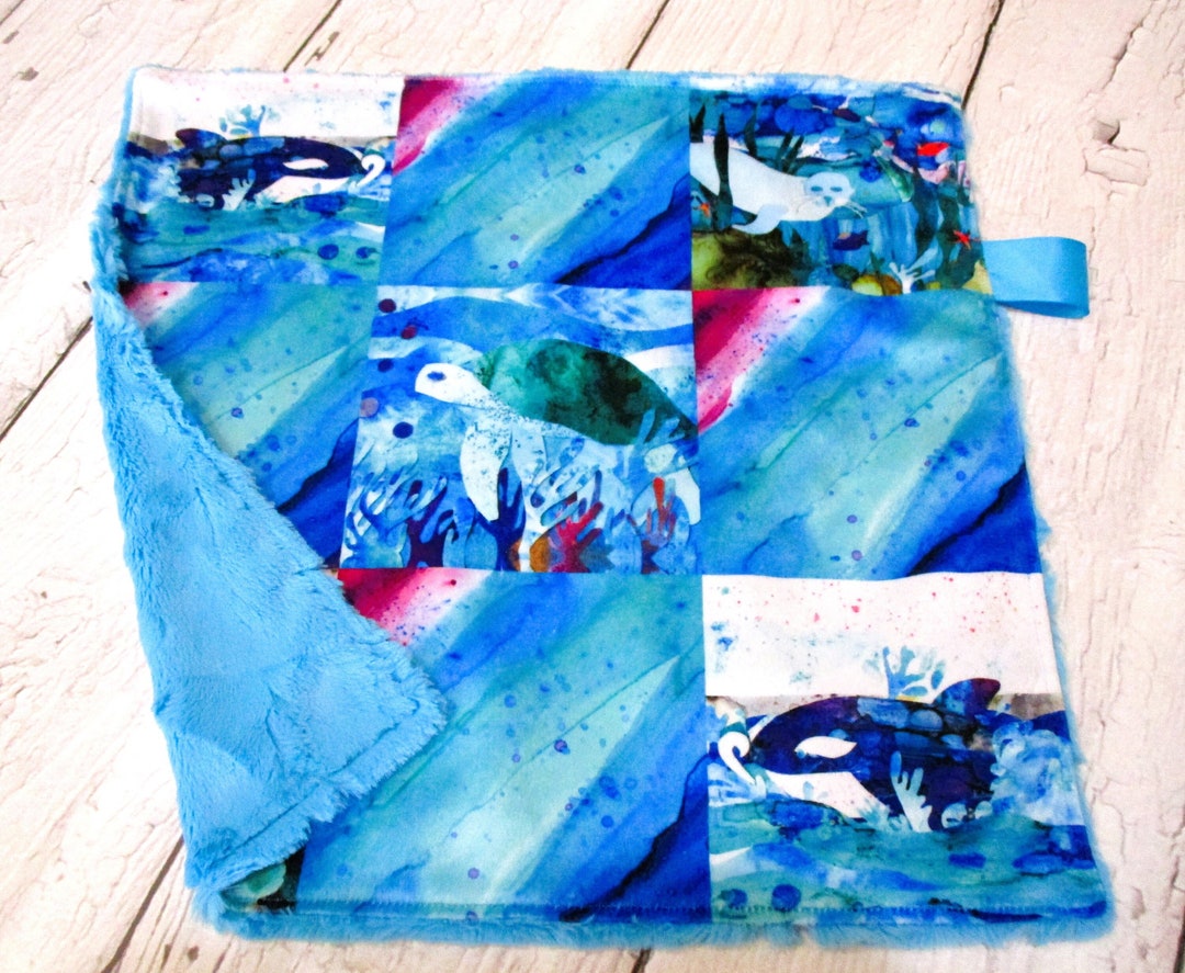 Sea Life Turtle Orca Whale Seal Dolphin Designer Minky Baby Lovey ...