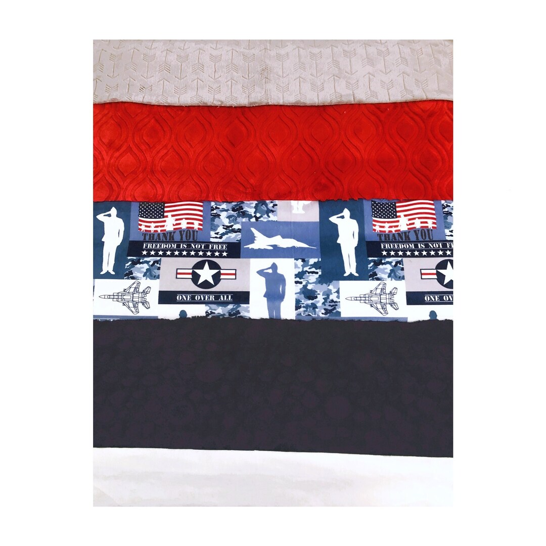 Boys Jet Airplanes Pilot Minky Quilt Strip Set: Patriotic Military ...
