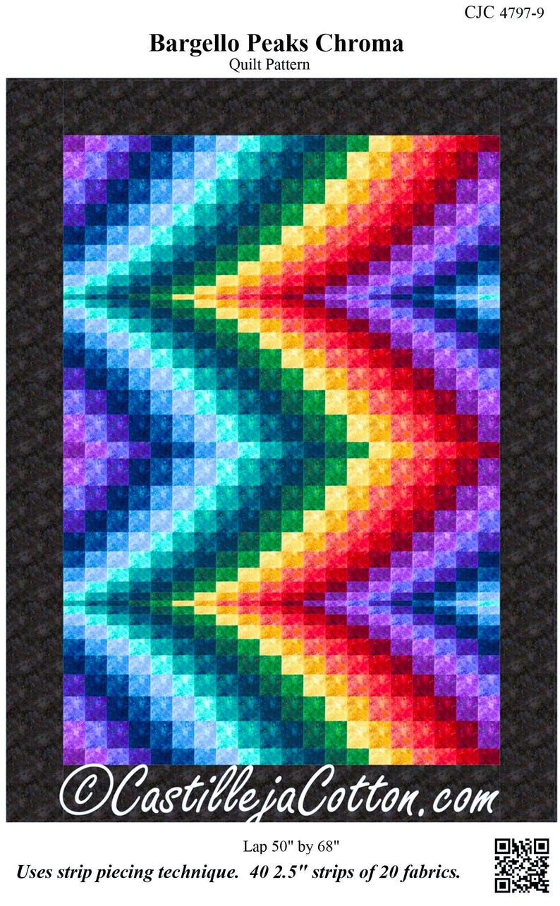 Rainbow Bargello Peaks Chroma Digital Quilt Pattern .PDF Download Strip Pieced~ 50x68" Lap - Etsy