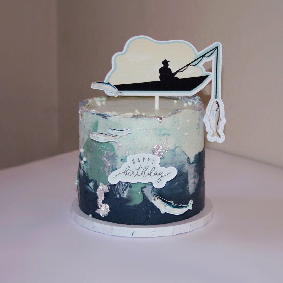 Gone Fishing Birthday Cake Topper: Customizable Name, Handmade - Etsy