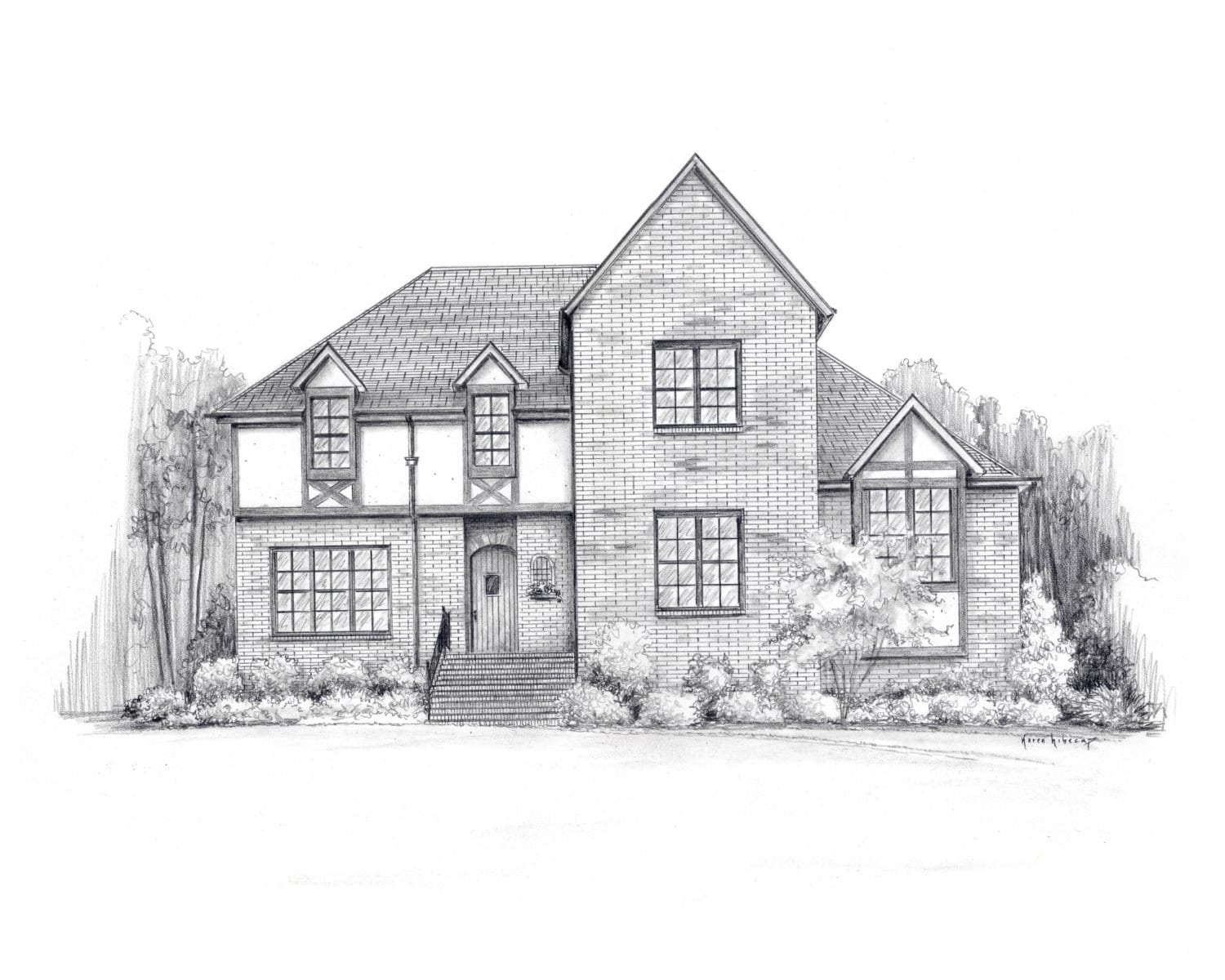 11" X 14" Pencil House Sketch Architectural Rendering From Your Photo ...