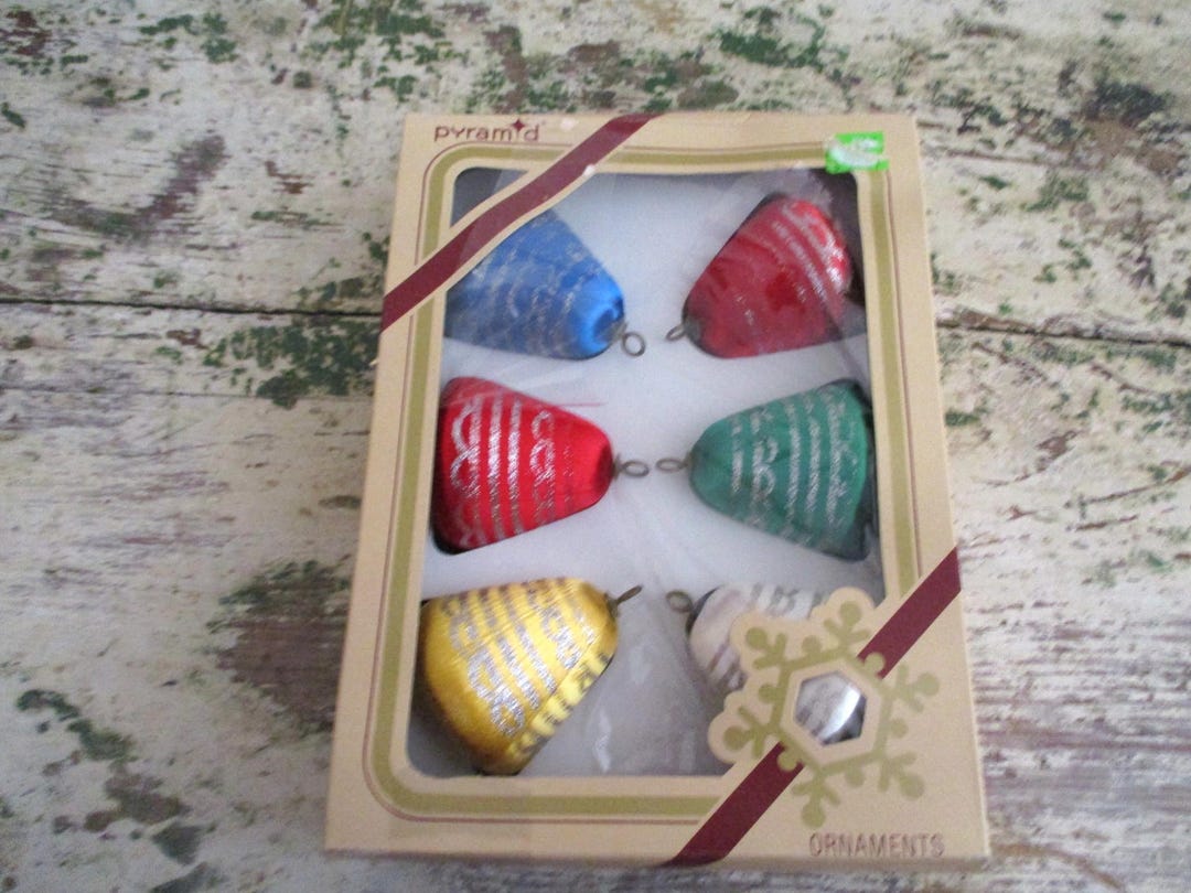 Vintage Box Satin Sheen Pyramid Bell Christmas Ornaments Glitter - Etsy