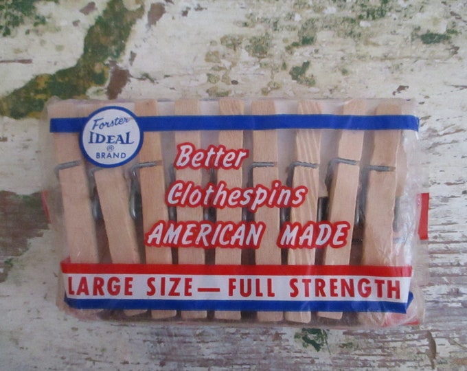 Vintage NIP Forster Ideal Brand Wooden Clothes Pins 18 USA Large Size ...