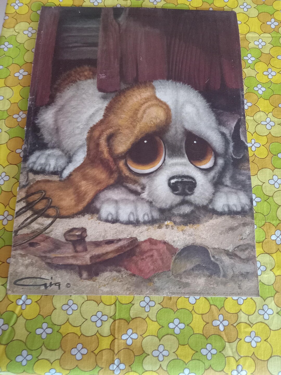 Vintage Gig Pity Puppy Lithograph 1960s MCM Unframed Kitschy Dog Art ...