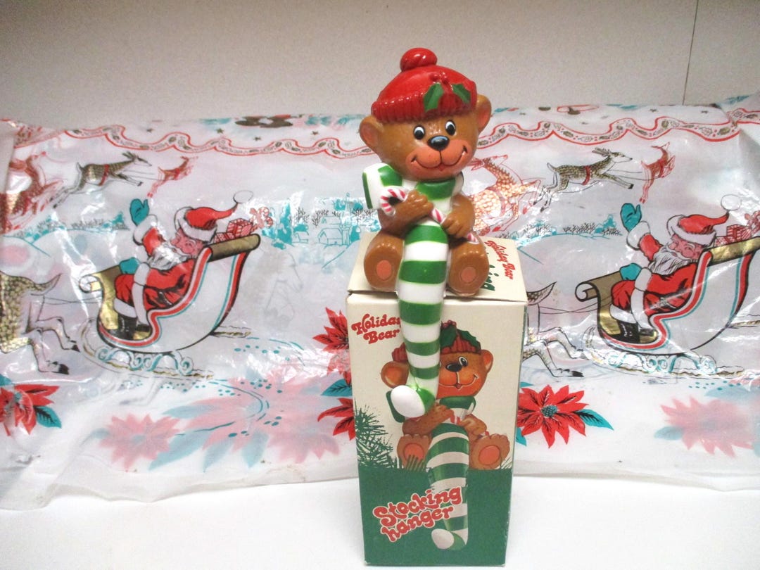 Vintage Holiday Bear Stocking Hanger Hong Kong 80s With Box - Etsy