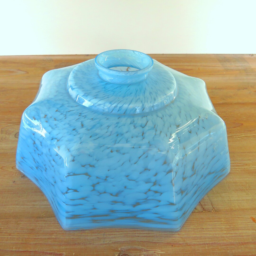 Art Deco Blue Glass Lampshade for Pendant Light Blue Dotted - Etsy