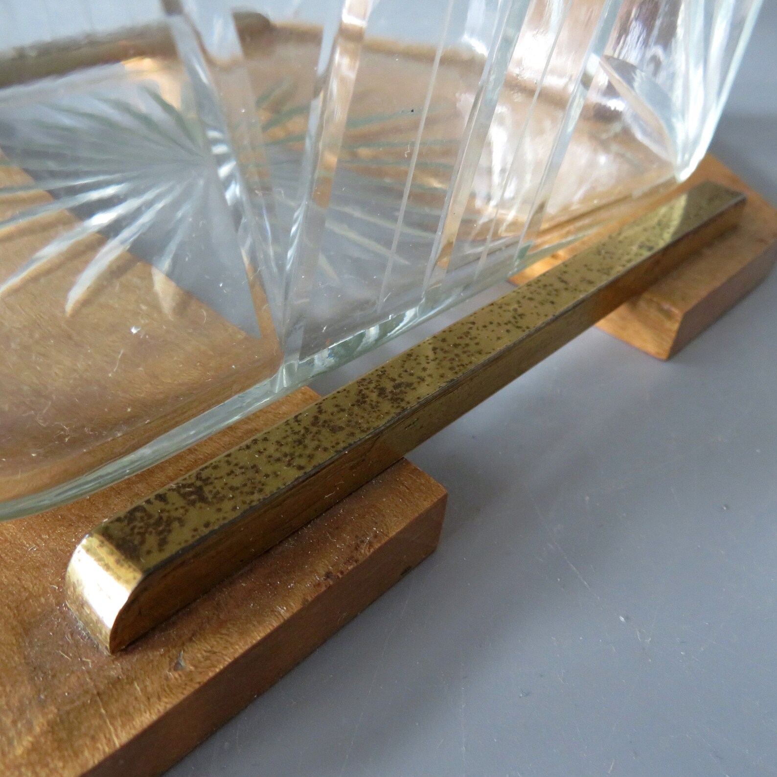 French Art Deco Cookie Jar in Wood and Cut Glass Biscuit - Etsy