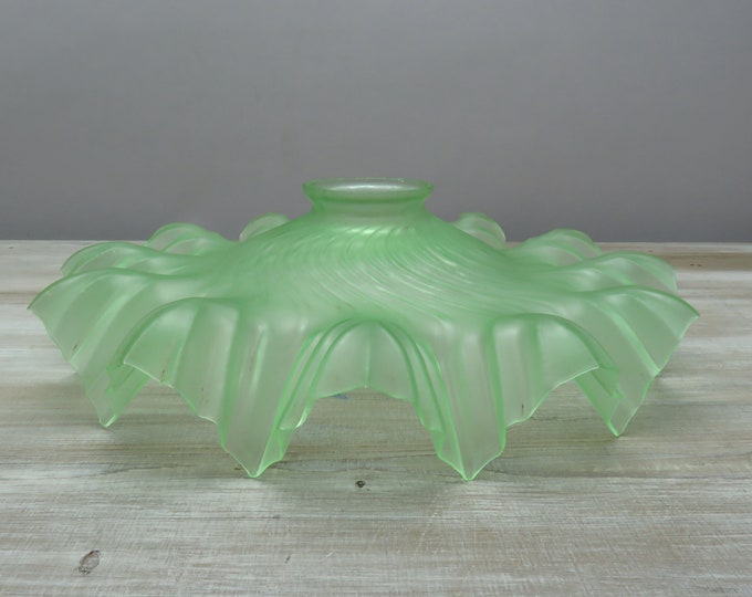 Sold to CHIP Vintage French Glass Lamp SHADE in White and Green ...