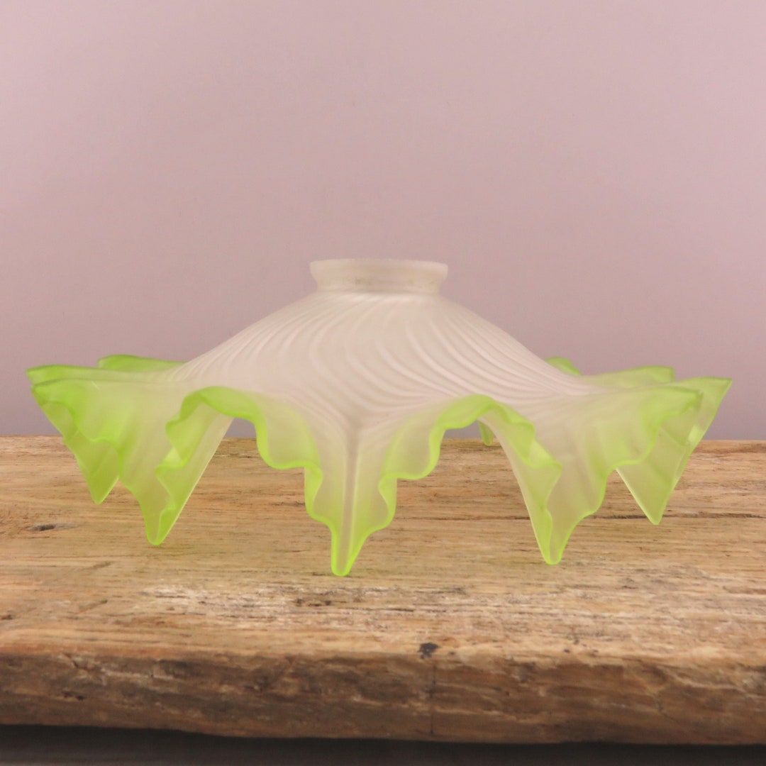 French Glass Lamp SHADE Pendant Ceiling Light With Ruffled - Etsy