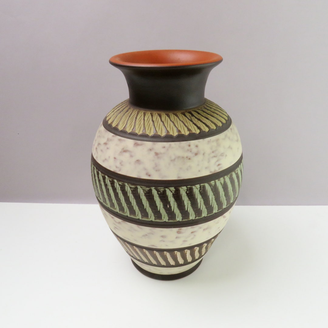 Vintage German Ceramic Pottery Vase by AKRU KLINKER Retro 1960s MCM Mid ...