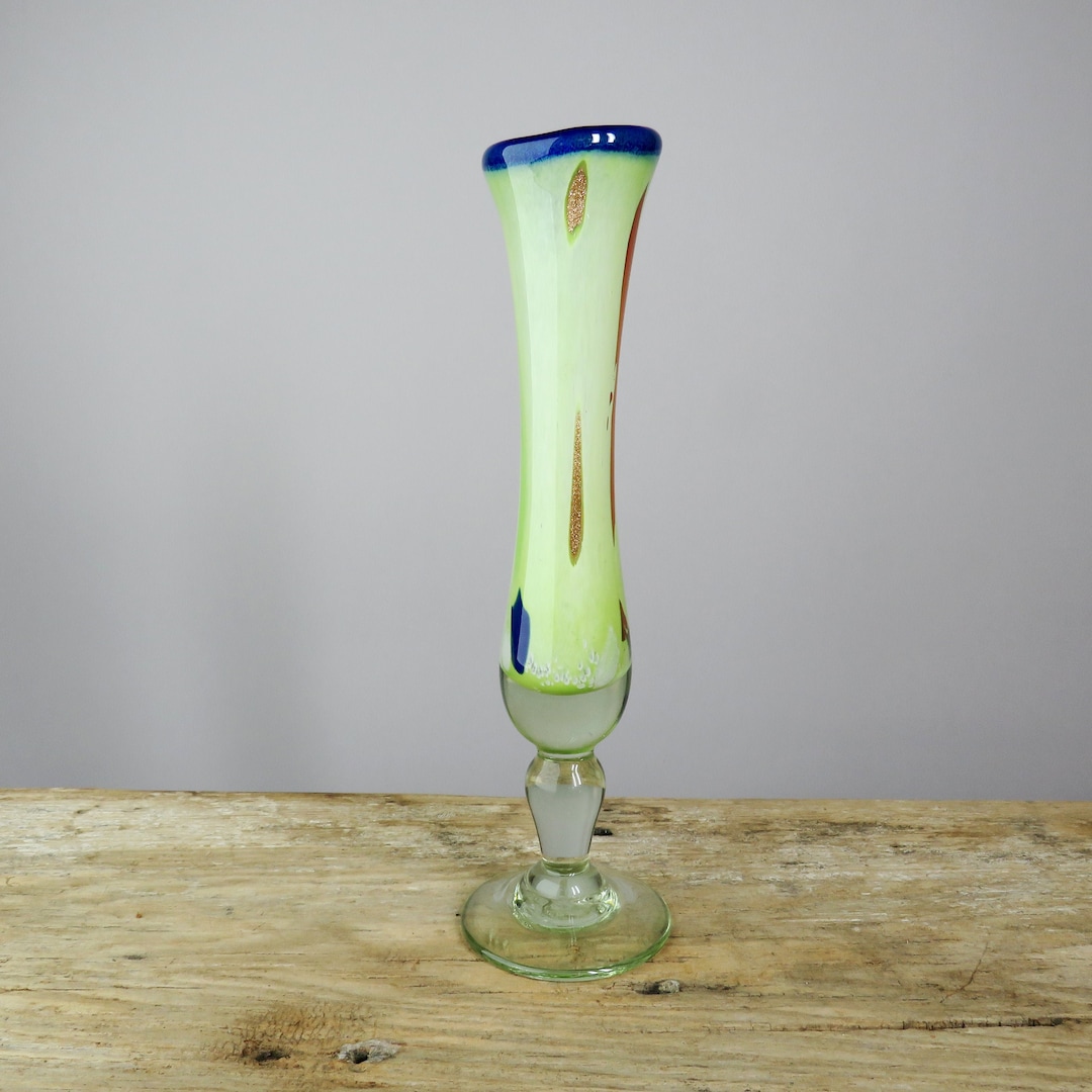 Handmade Glass Vase Signed MARC BIOT French Handmade Art Glass Soliflor ...