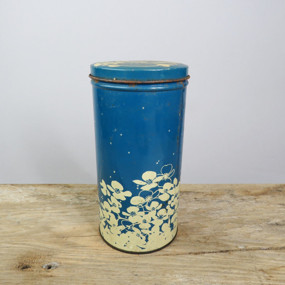 Vintage Dutch TIN Metal BOX by Hooimeijer Beschuit Traditional Cylinder ...