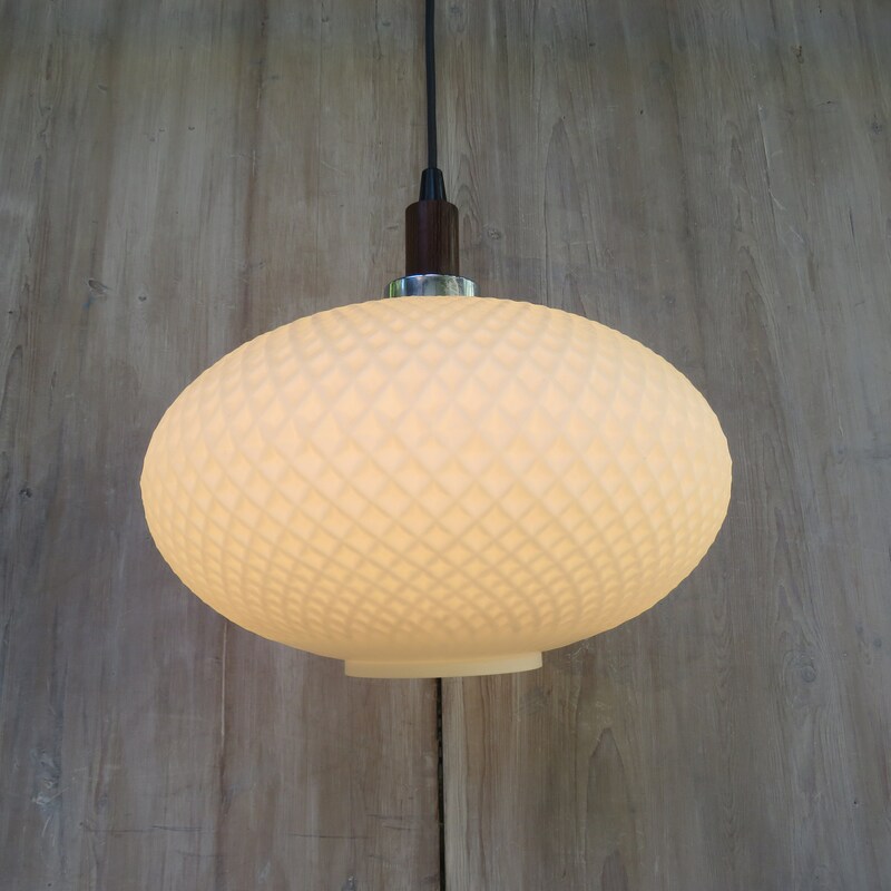 Mcm Glass Pendant Light Vintage - Etsy