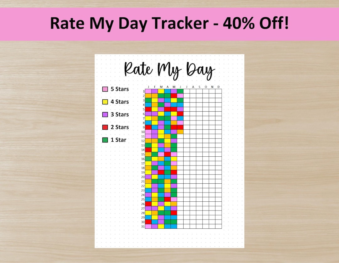 PRINTABLE Rate My Day Tracker, Printable Journal Page, Printable ...