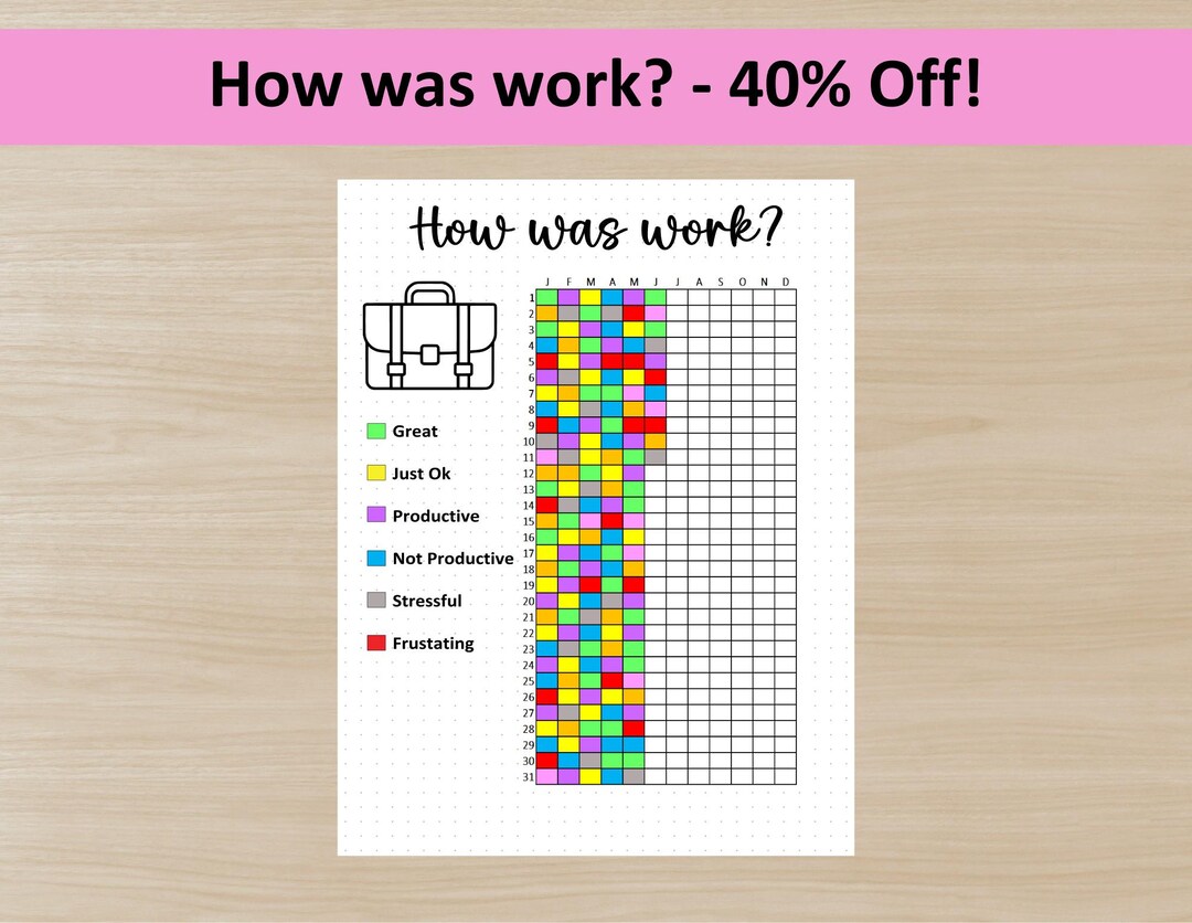 PRINTABLE How Was Work Tracker, Journal Page, Planner Page, Yearly ...