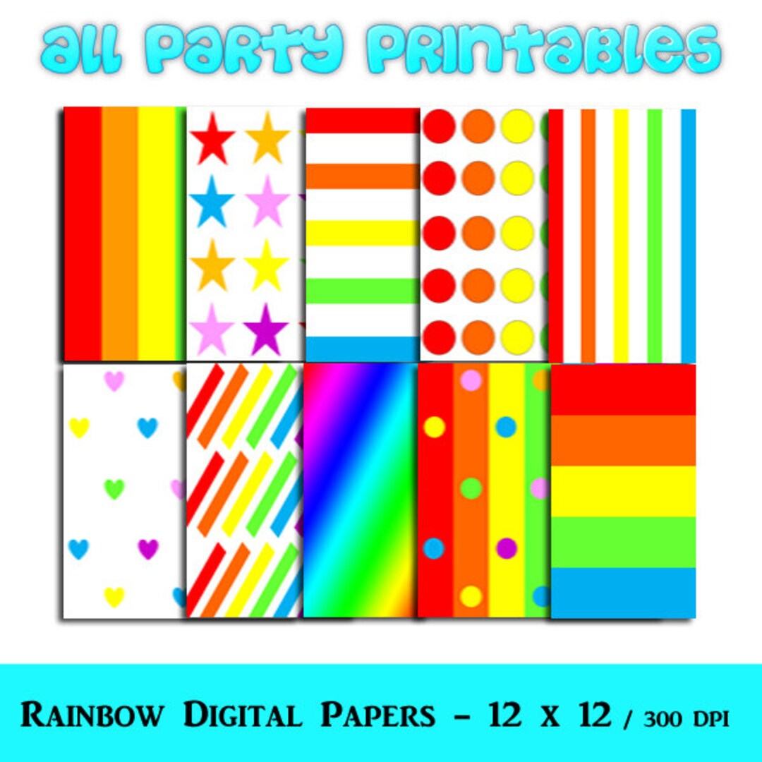 Rainbow Digital Paper, Rainbow Clipart, Rainbow Digital Papers, Rainbow ...
