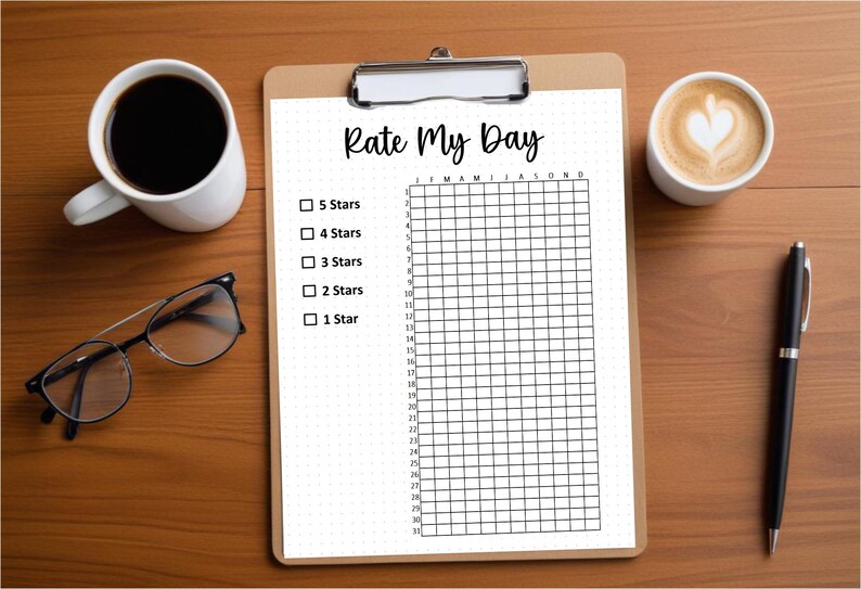 PRINTABLE Rate My Day Tracker, Printable Journal Page, Printable ...