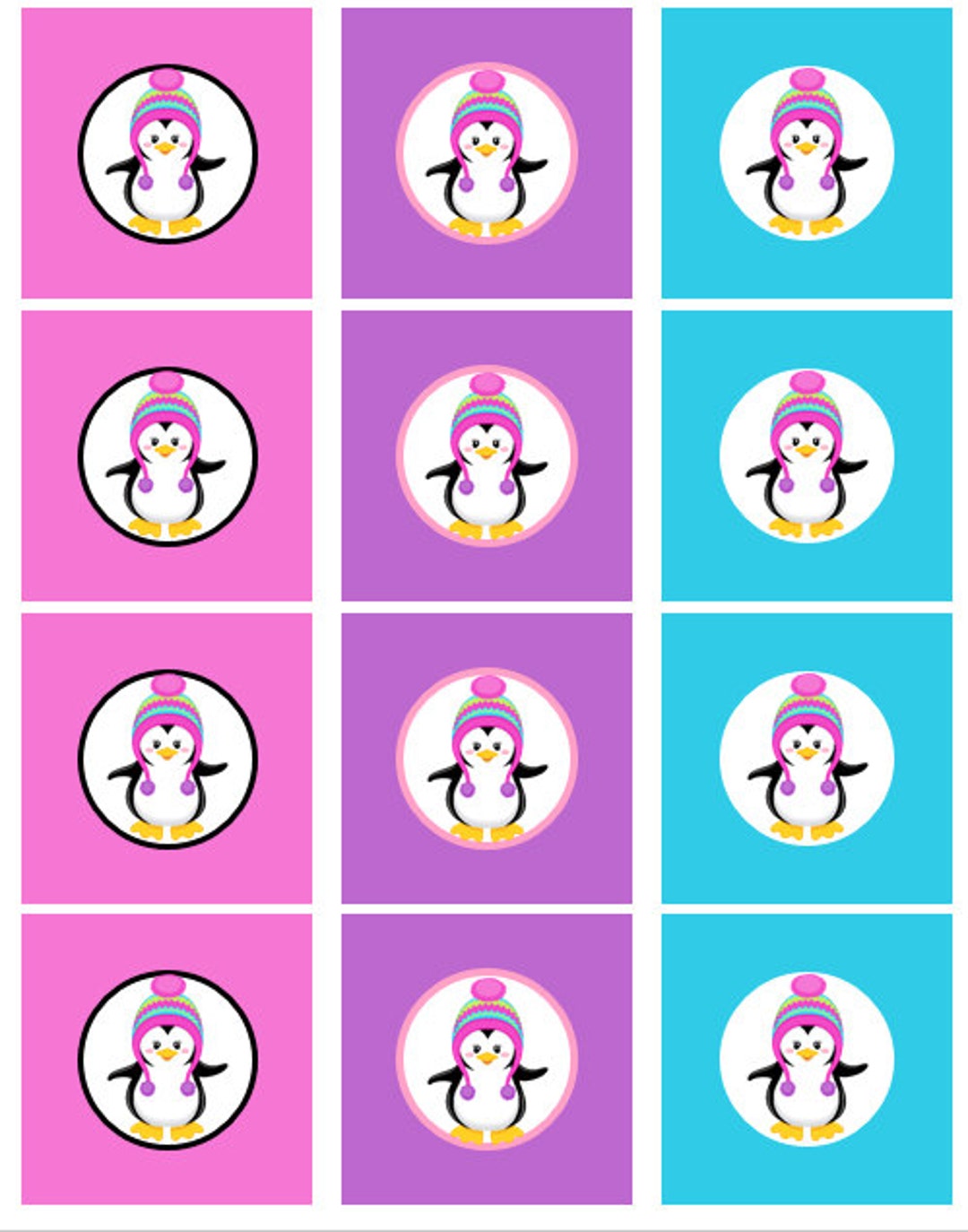 PENGUIN Cupcake Toppers, PRINTABLE Digital File - Etsy