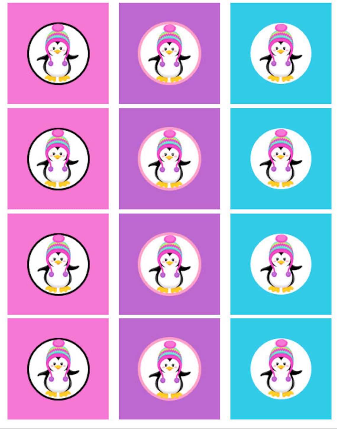PENGUIN Cupcake Toppers, PRINTABLE Digital File - Etsy