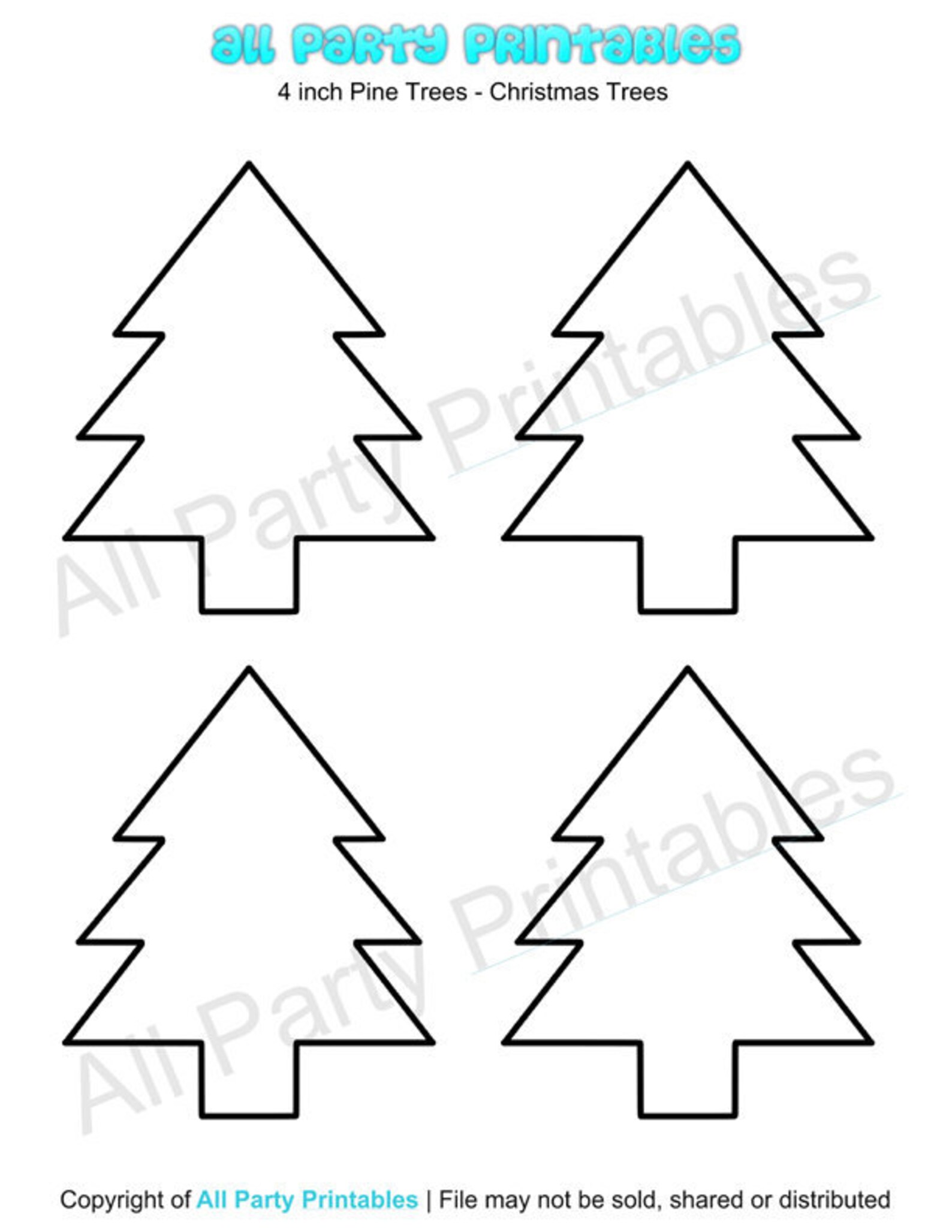 Pine Tree Printable Template-pdf, Download Pine Tree Cutout, Christmas ...