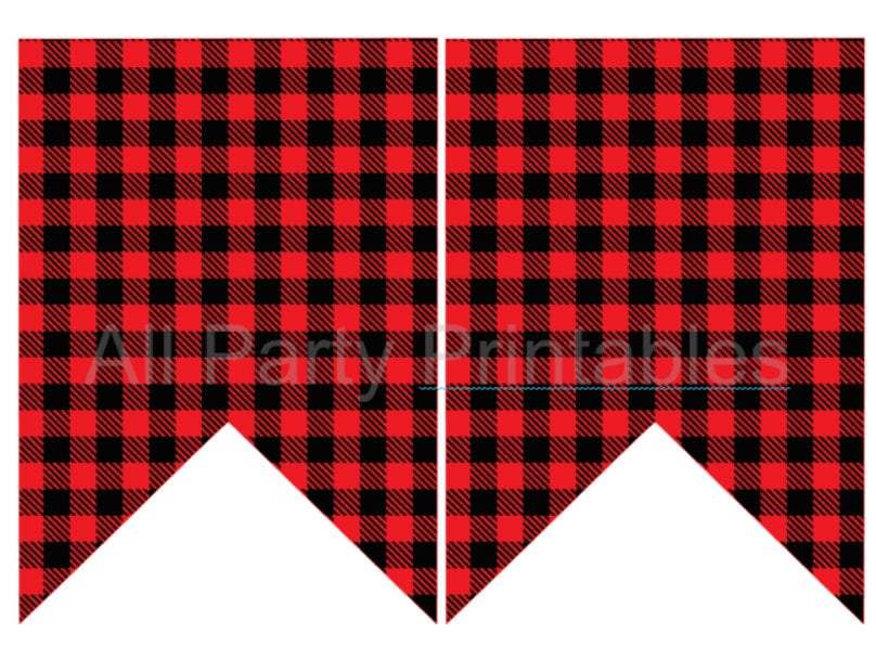 Red Buffalo Plaid Bunting Banner Buffalo Plaid Printable - Etsy