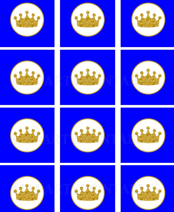 Prince Cupcake Toppers, Prince Favor Tags, Prince Crown Cupcake Toppers ...