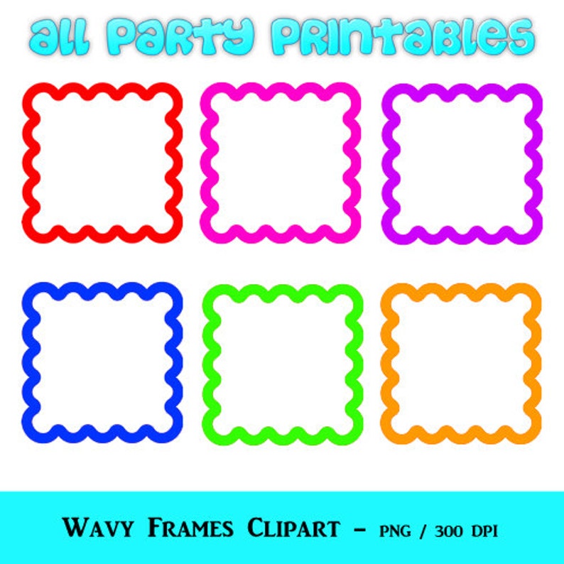Frames Clipart, Square Frames Clipart, Wavy Frames Clipart - Etsy