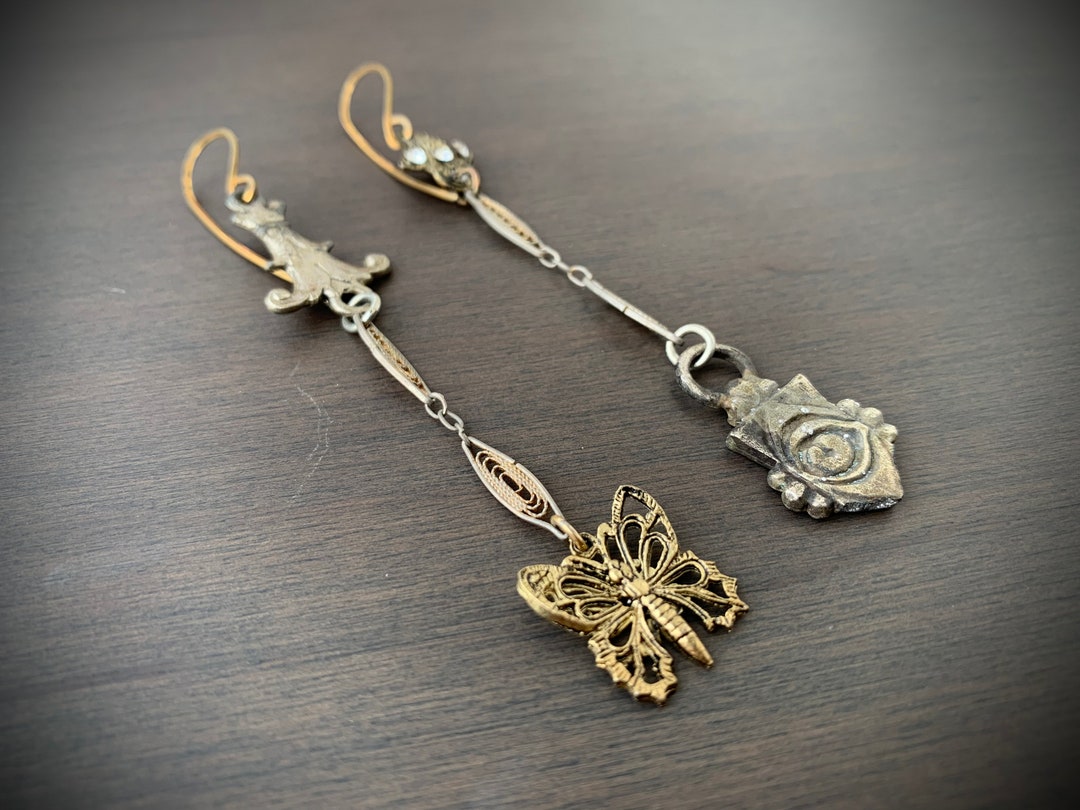 Asymmetrical Butterfly and the Eye Earrings - Etsy