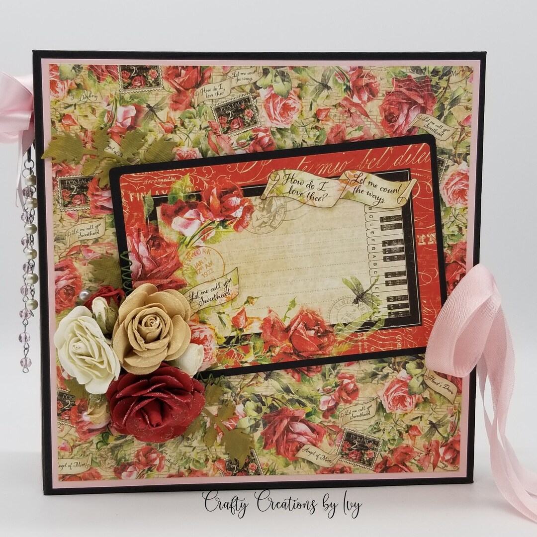 Graphic 45 Love Notes Scrapbook Photo Album, Handmade Scrapbook, Custom ...