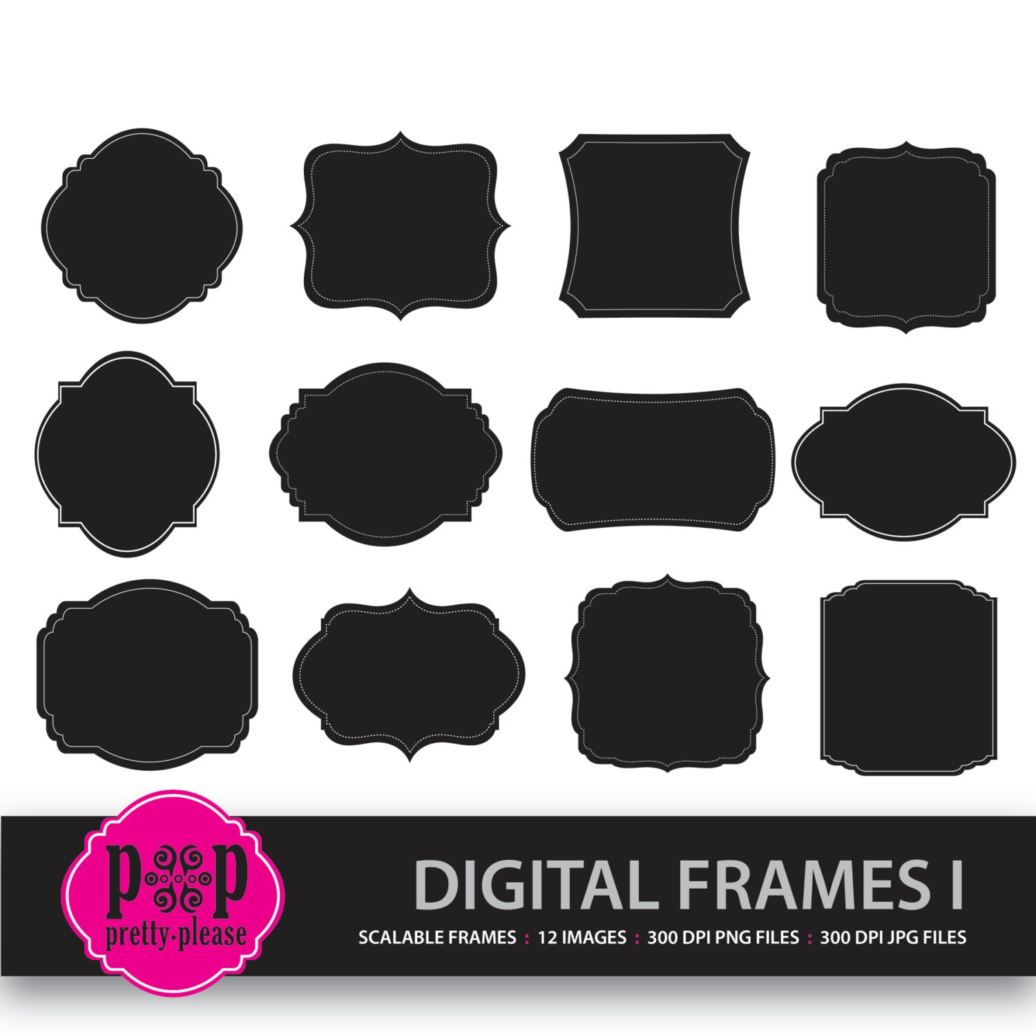 Digital Frames | Digital Clip Art | Vintage Digital Frames | Digital ...