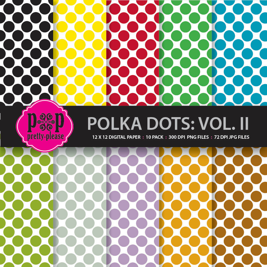 Polka Dot Paper II | Polka Dot Digital Paper | Polka Dots | Premade ...