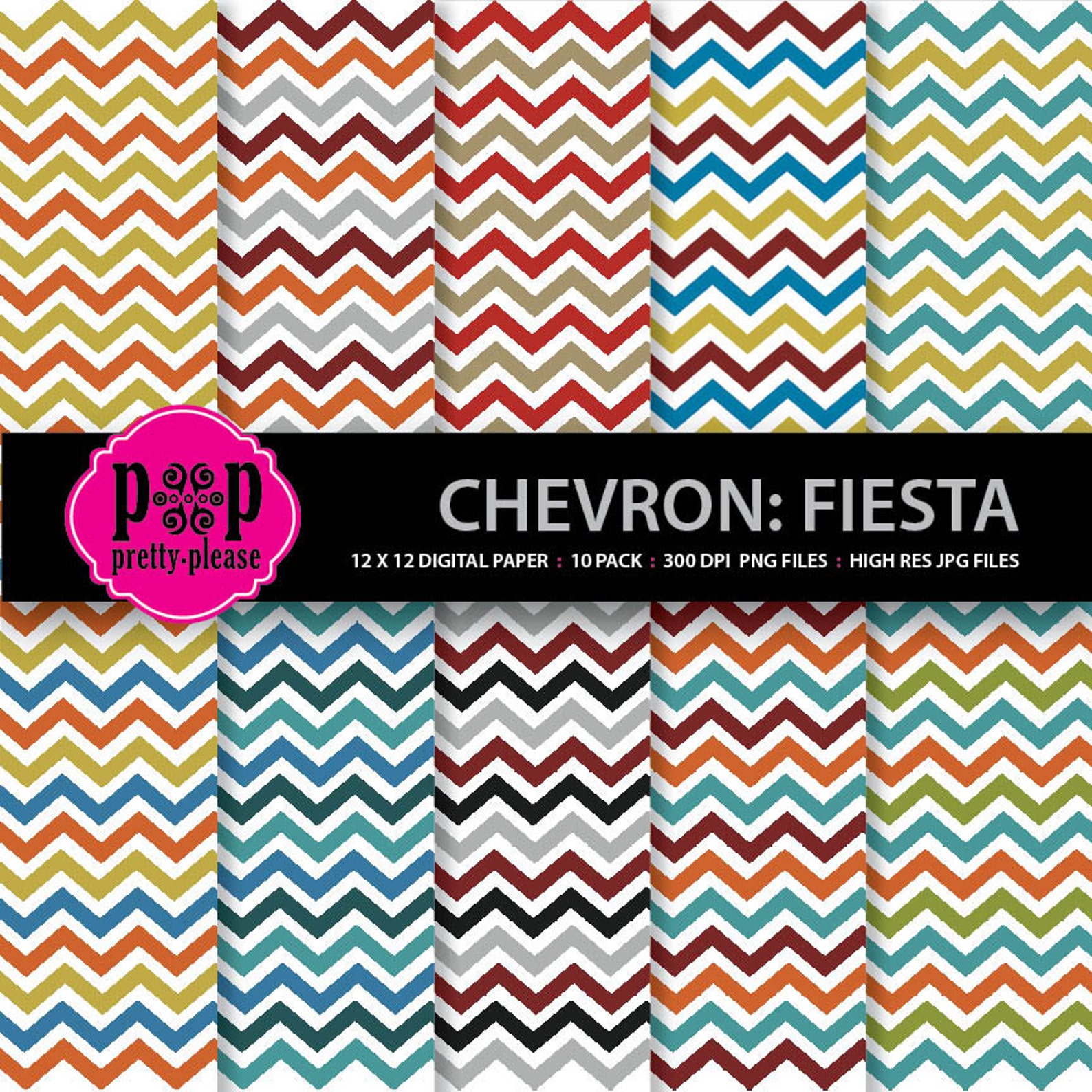 Chevron Fiesta Digital Paper | Chevron Paper | Chevron Digital Paper ...