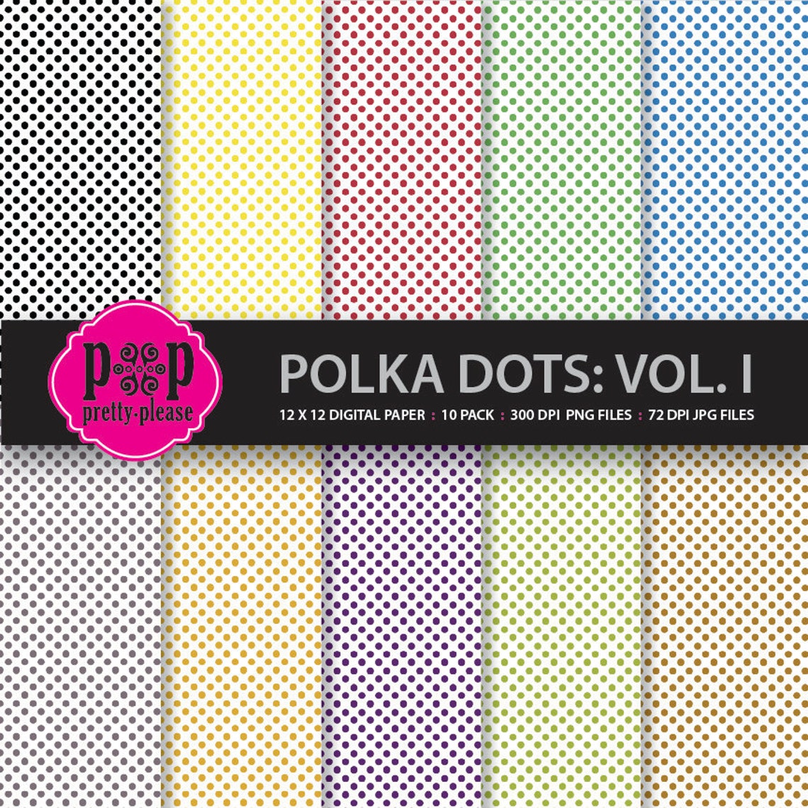 Polka Dot Paper I | Polka Dot Digital Paper | Polka Dots Premade Paper ...