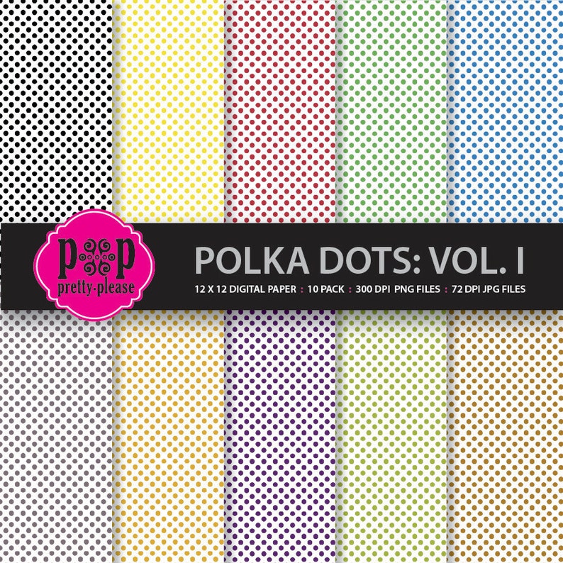 Polka Dot Paper I | Polka Dot Digital Paper | Polka Dots Premade Paper ...