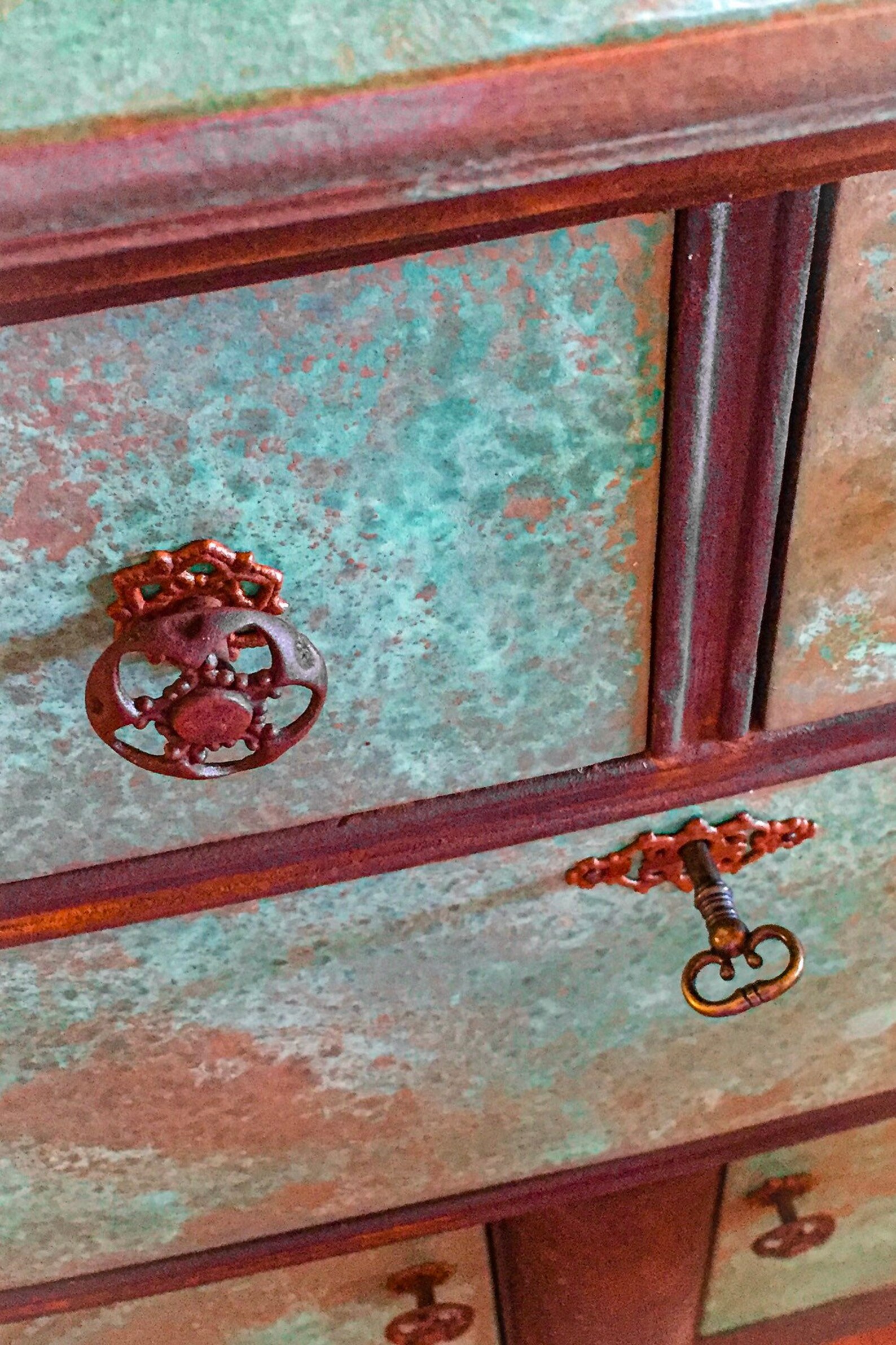 Locking Antique Dresser patina rusted bureau credenza | Etsy