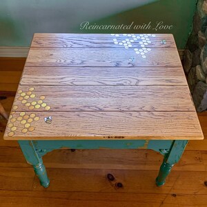 Farmhouse, End Table, With Honeycomb & Bee Accents, French Country ...