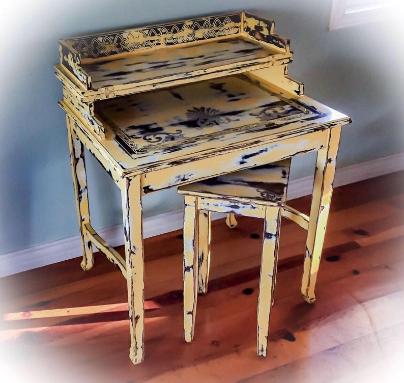 Yellow, Rustic Desk, Farmhouse Furniture, Shabby Chic Desk, Vintage ...