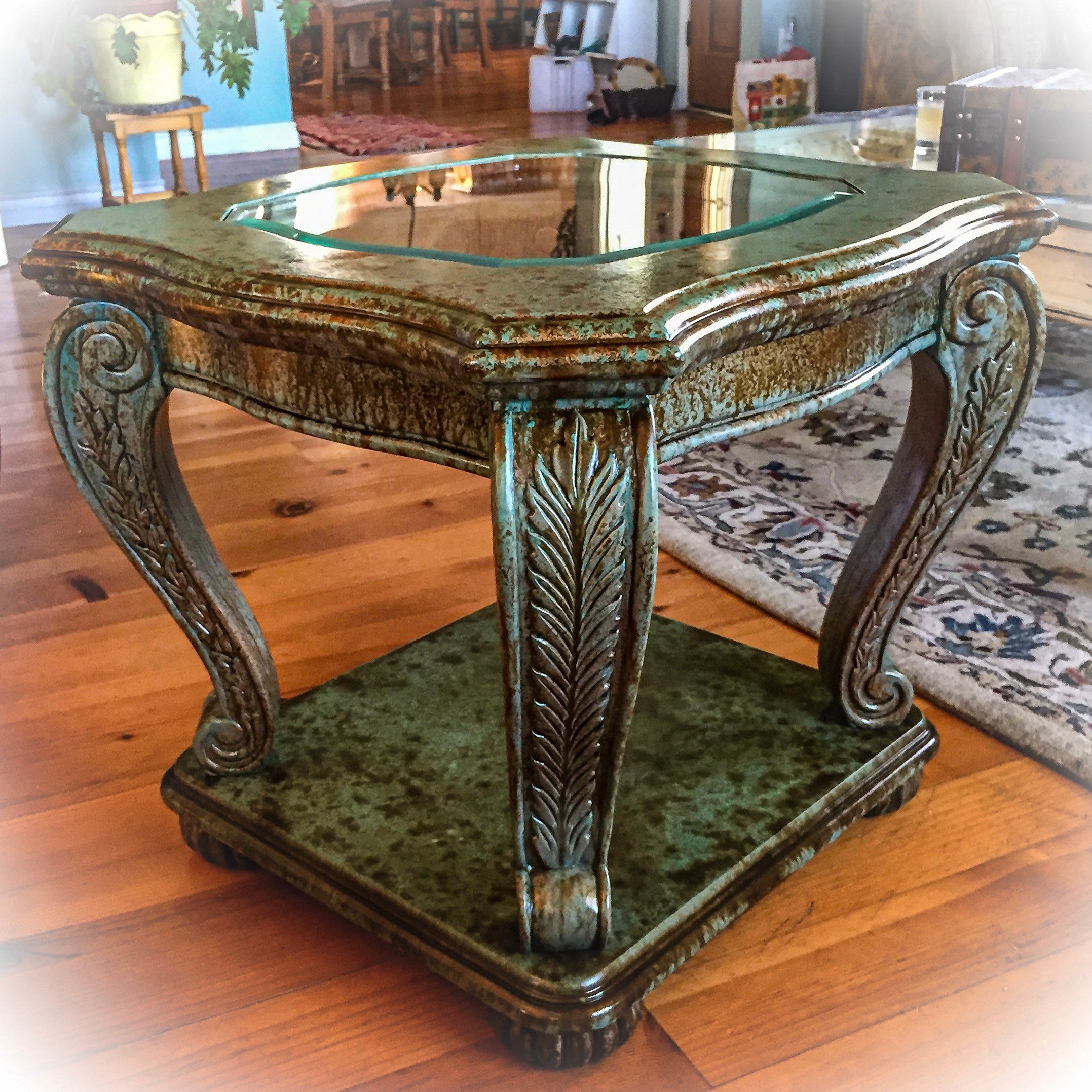 Patina, Rusted Copper, End Table, Green, Side Table, Upcycled Furniture ...
