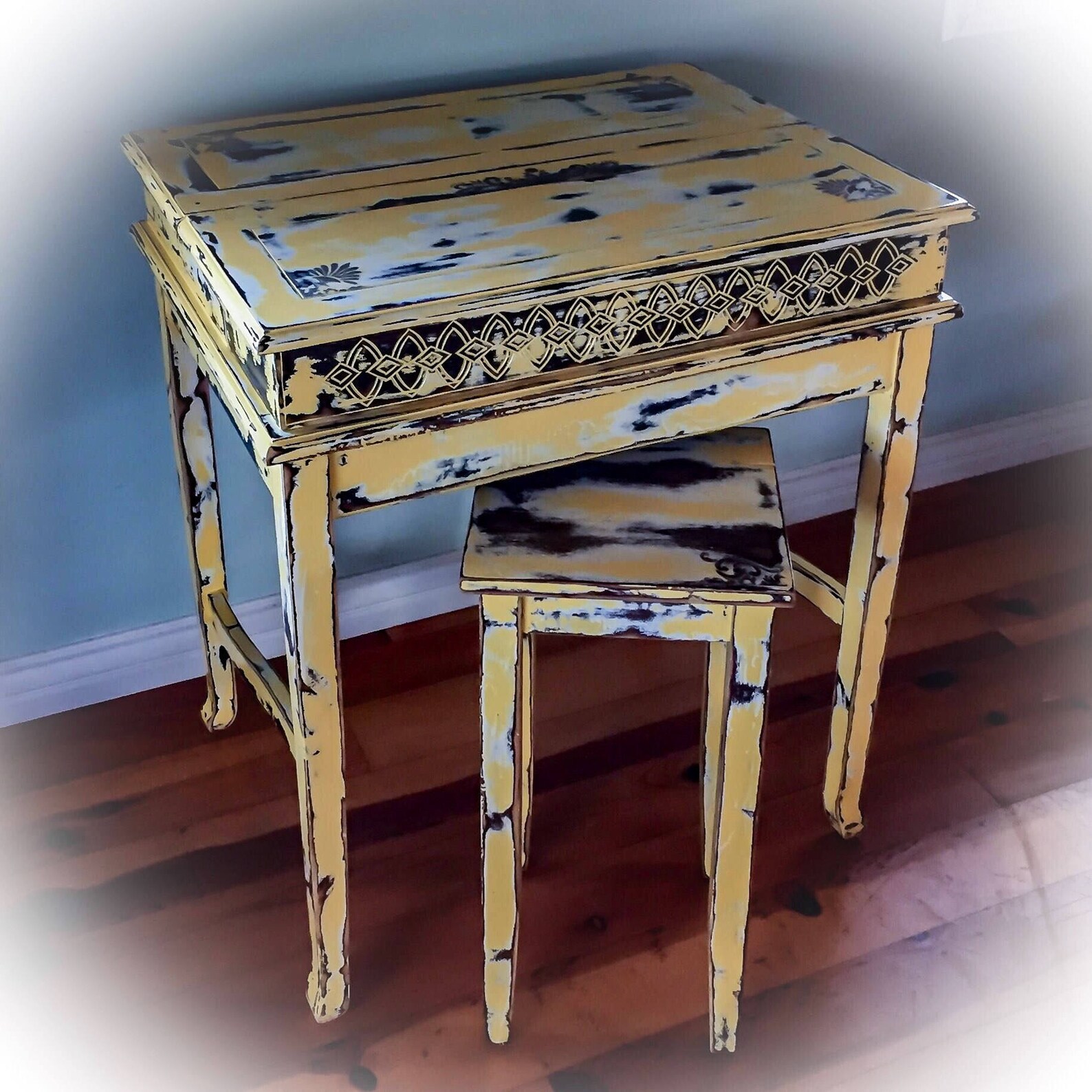 Yellow, Rustic Desk, Farmhouse Furniture, Shabby Chic Desk, Vintage ...