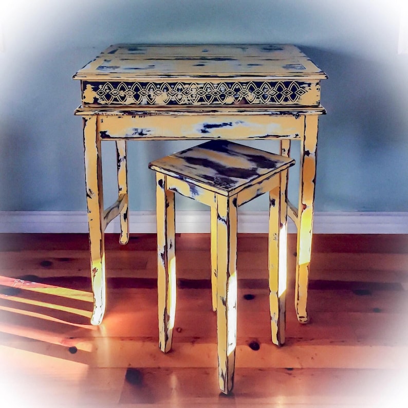 Yellow, Rustic Desk, Farmhouse Furniture, Shabby Chic Desk, Vintage ...