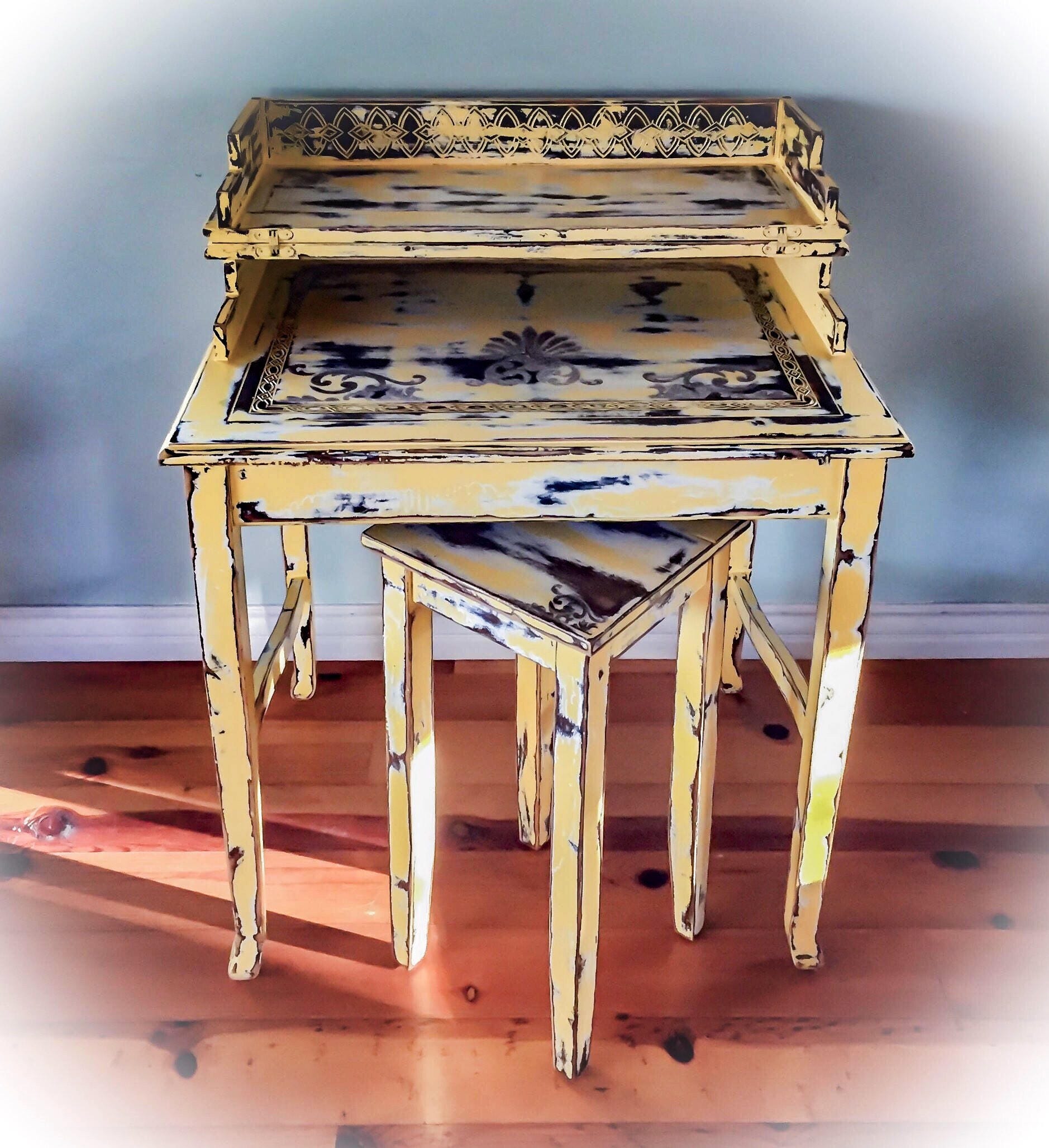 Yellow, Rustic Desk, Farmhouse Furniture, Shabby Chic Desk, Vintage ...