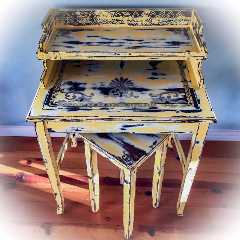 Yellow, Rustic Desk, Farmhouse Furniture, Shabby Chic Desk, Vintage ...