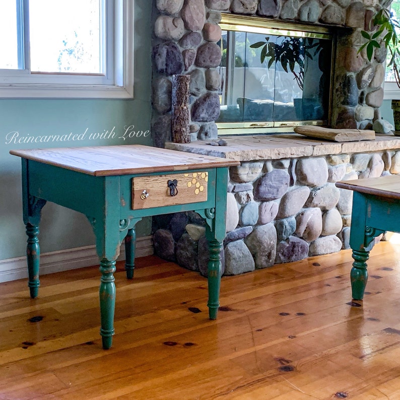 Farmhouse, End Table, With Honeycomb & Bee Accents, French Country ...