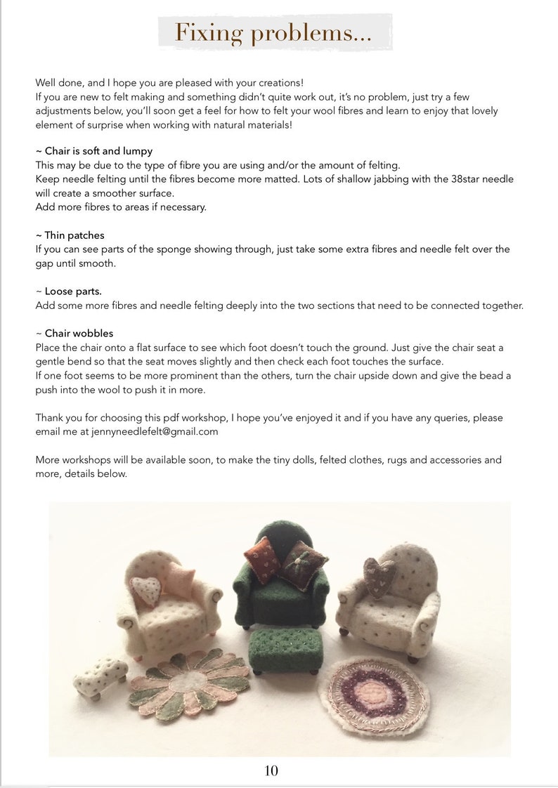 Miniature Furniture PDF File Downloadable Tutorial - Needle Felting ...