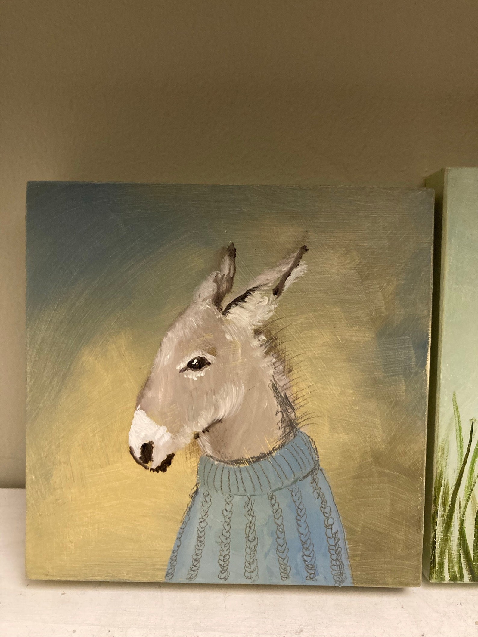 Donkey Original Oil Painting on Block. - Etsy