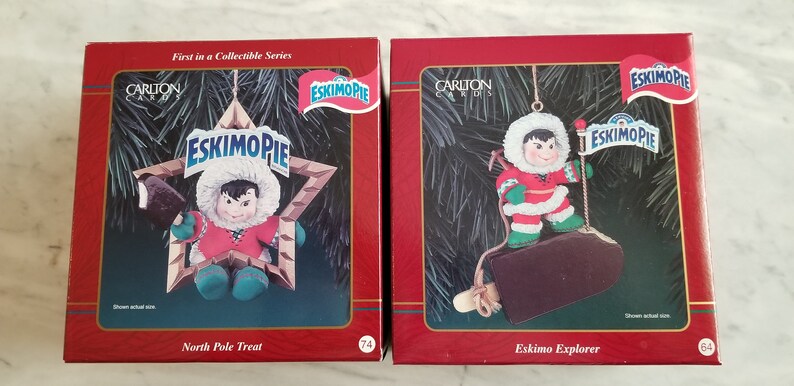Carlton Ornament ~ North Pole Treat 1998 & 1999 ~ Eskimo Pie ~ 1st and ...